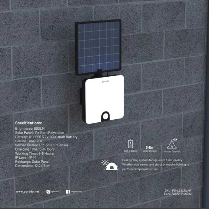 Porodo Smart Outdoor Solar Lamp With Built-in Battery - Dslr Zone